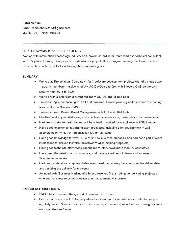 Rohit Kishore 2025 Resume | PDF | Agile Software Development | Information Technology Management