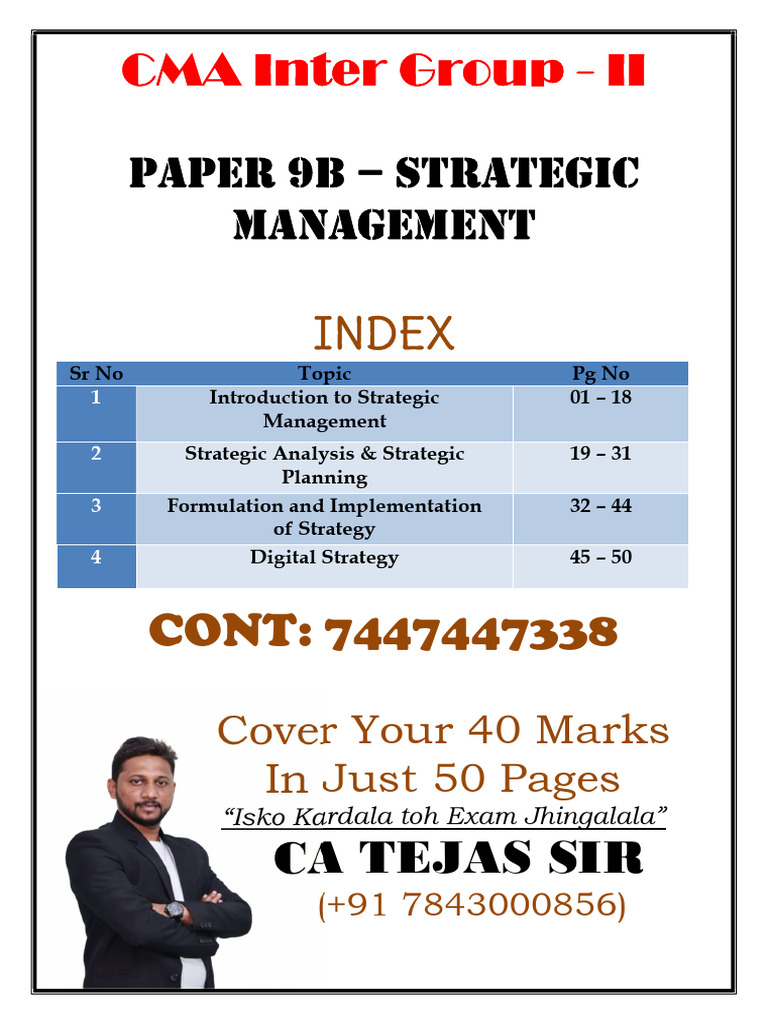 Strategic Management for CMA Inter G2 | PDF | Strategic Management ...