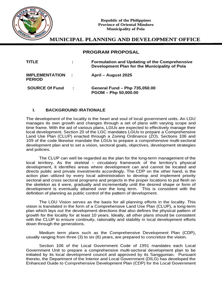 CDP Formulation for Pola 2026-2031 | PDF | Economies