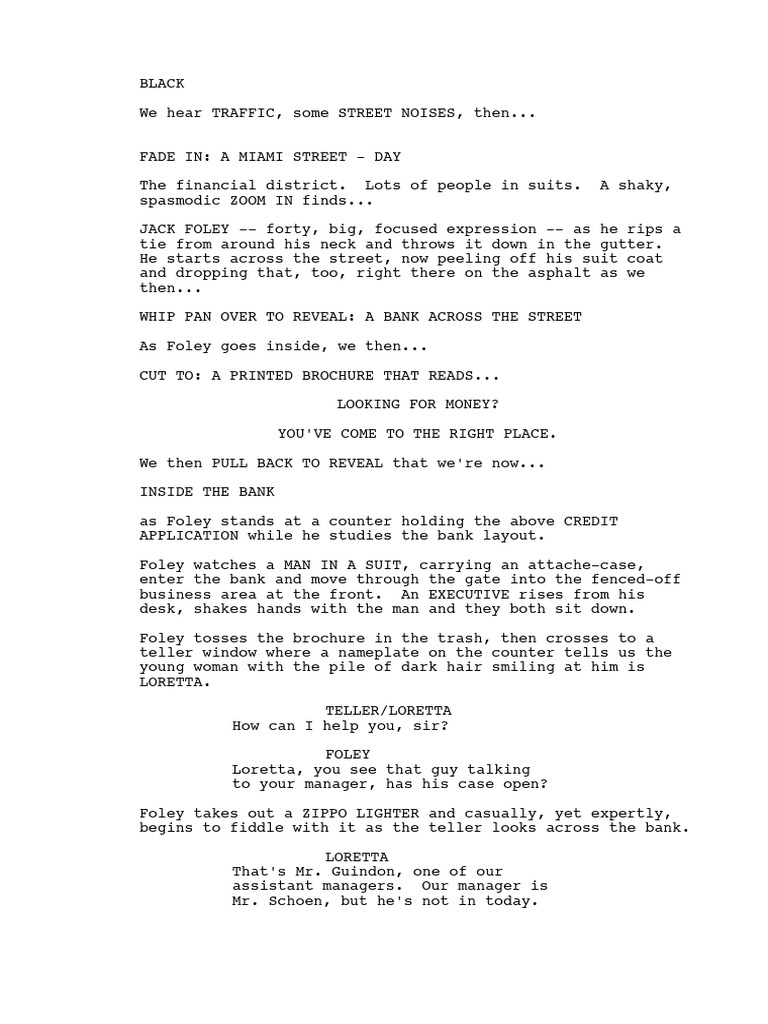 Miami Bank Heist Scene Script | PDF