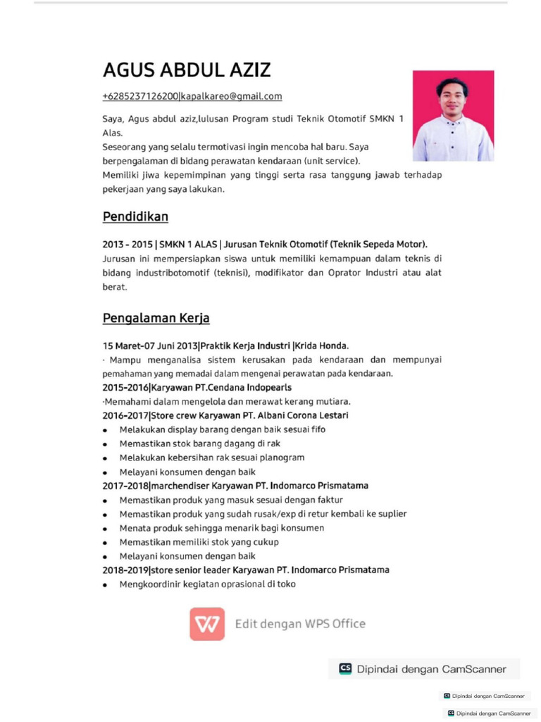CV Agus Abdul Aziz | PDF