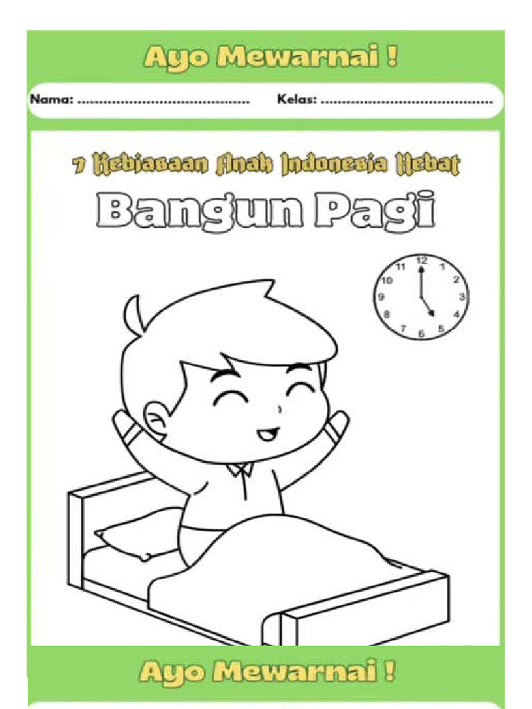 Gambar Mewarnai 7 Kebiasaan Indonesia Hebat | PDF