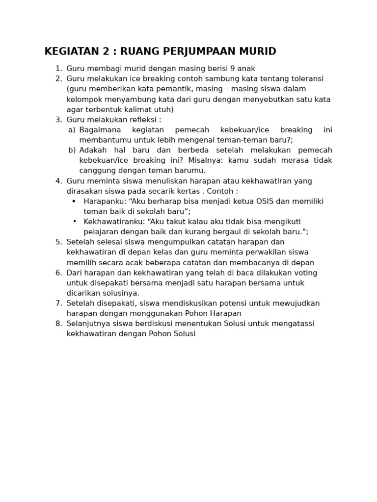Ruang Perjumpaan Murid Baru | PDF