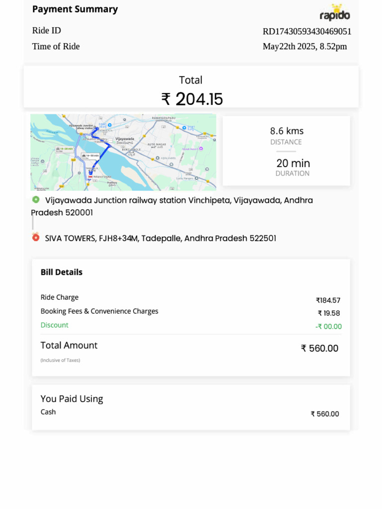 Rapido Tax Invoice 3 | PDF