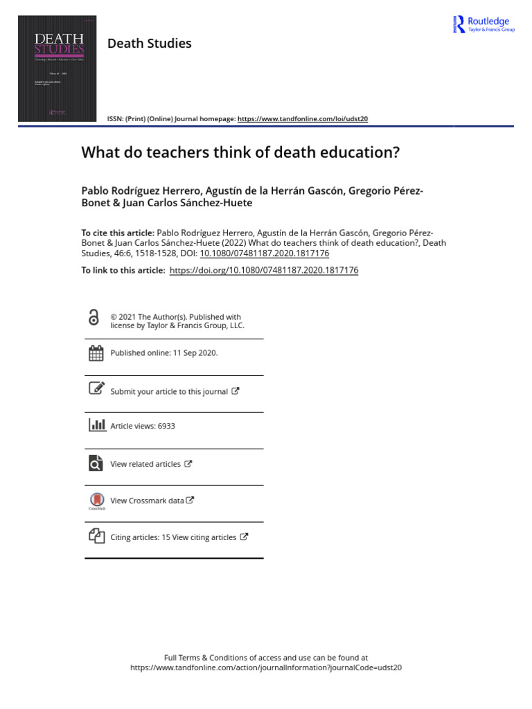 What Do Teachers Think of Death Education | PDF | Teachers | Factor ...