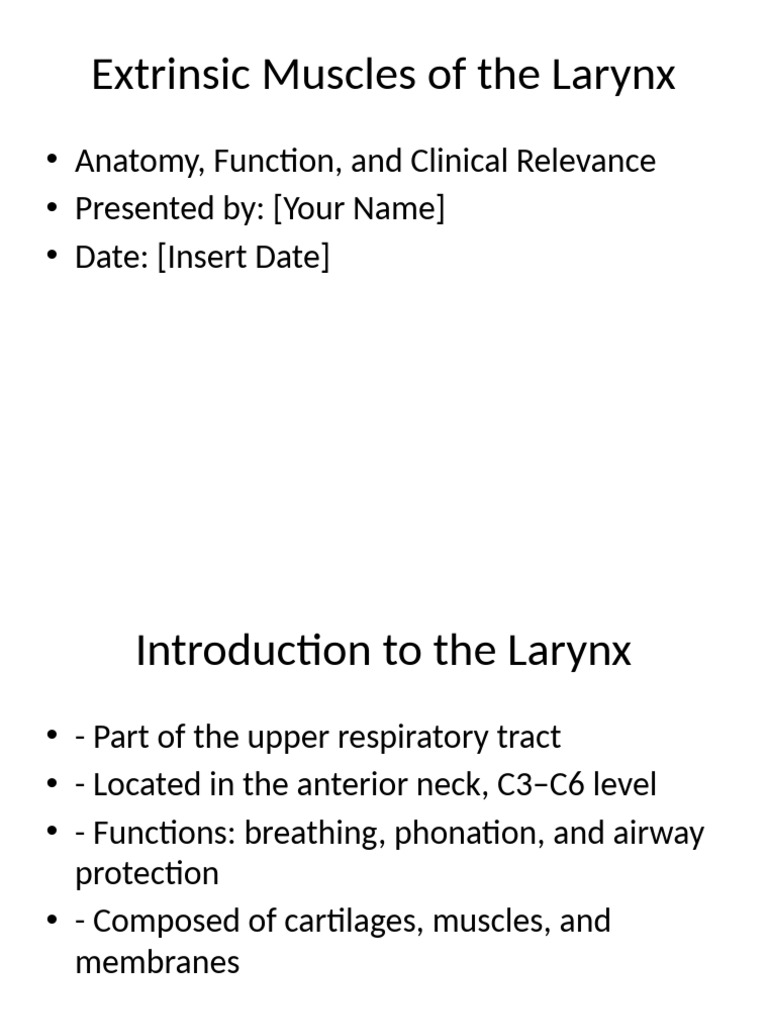 Overview of Laryngeal Extrinsic Muscles | PDF