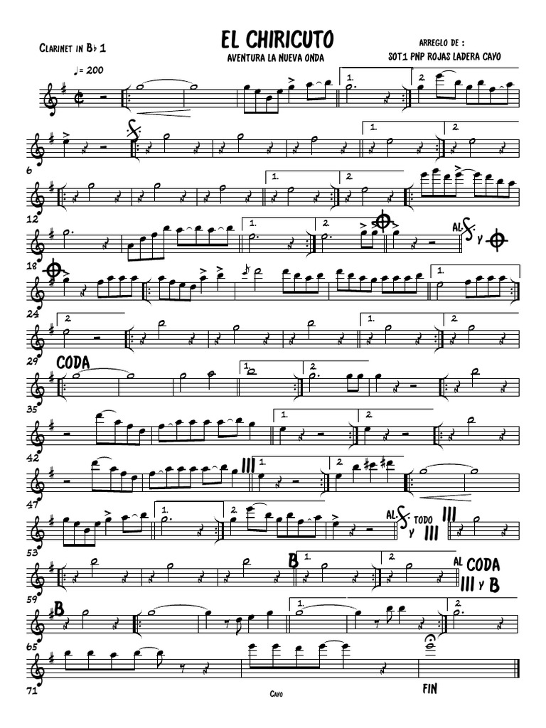 El Chiricuto Aventura - Score - Clarinet in BB 1 | PDF