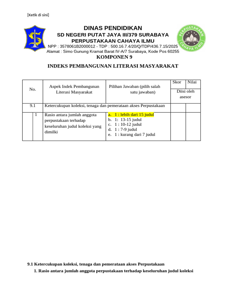 Akreditasi Perpus | PDF