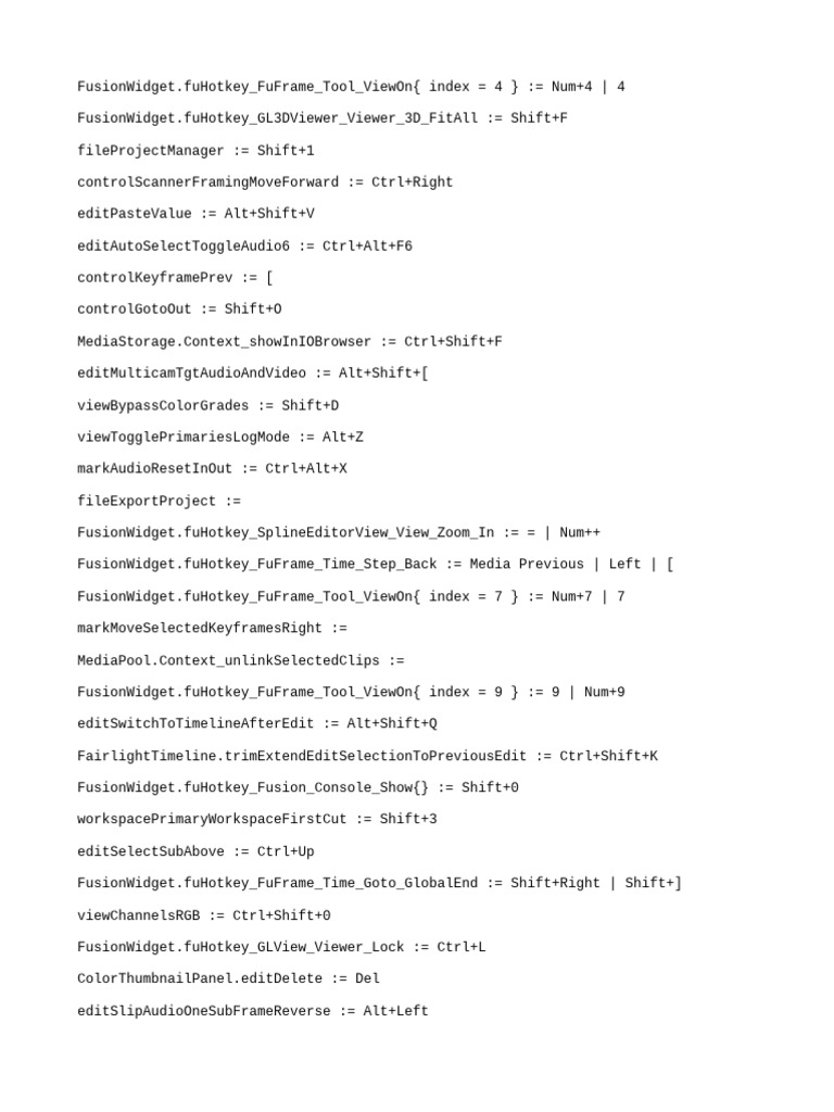 Fusion Hotkeys and Shortcuts Guide | PDF