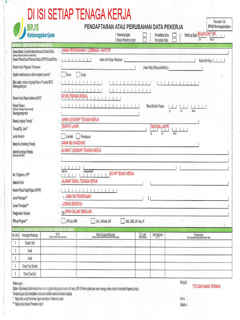 Petunjuk Pengisian Form Pendaftaran | PDF