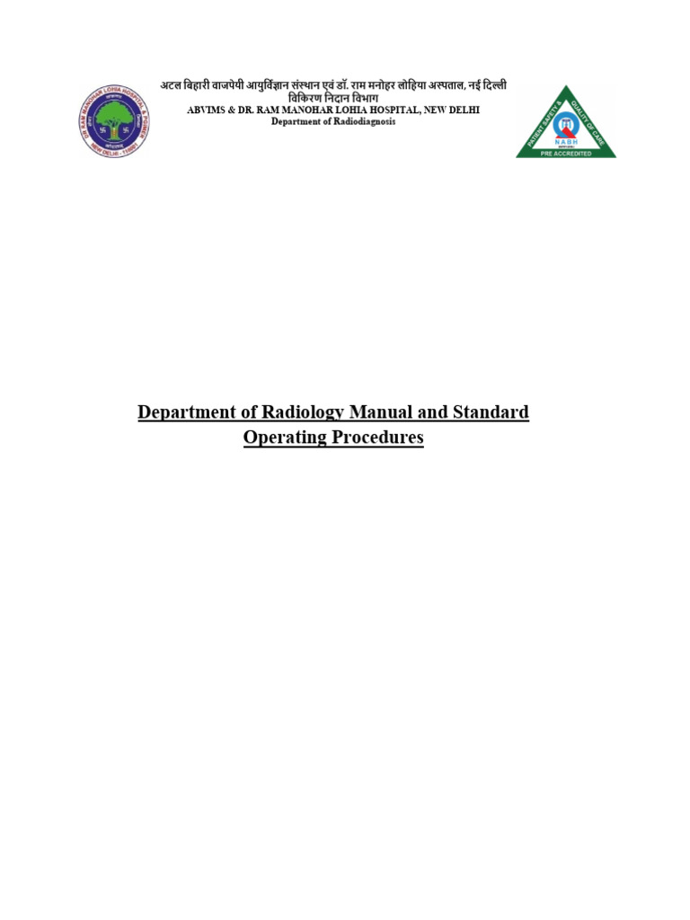 Department of Radiology Manual and Standard Operating Procedures | PDF ...
