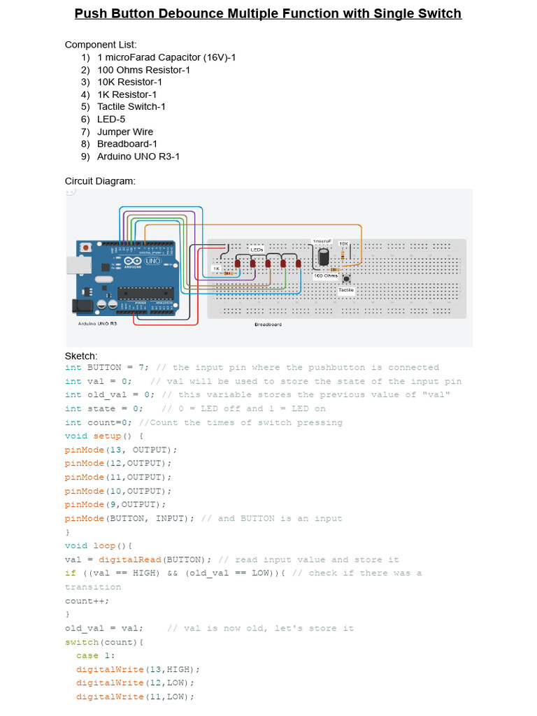 2B Push - Button - Debounce - Multiple - Function - Single - Switch | PDF