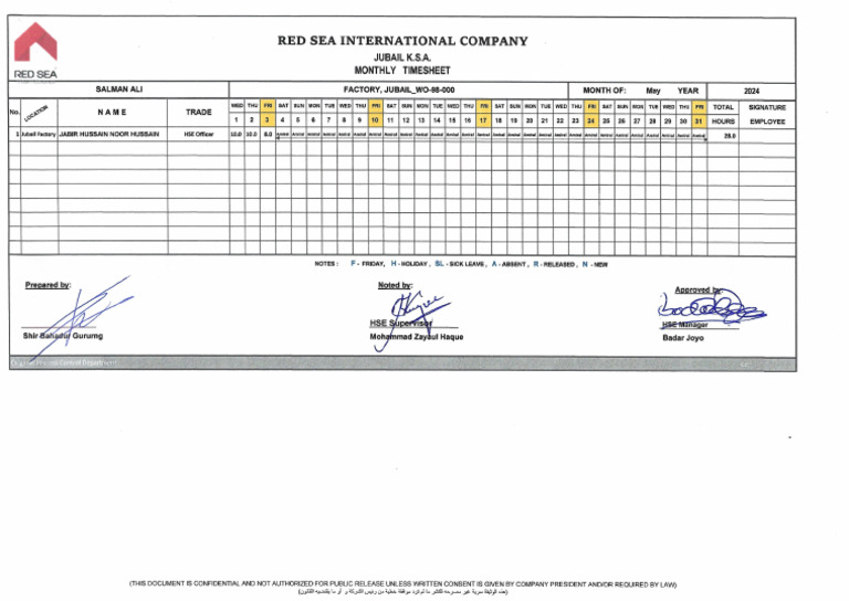 Rental Hse - Jabir Hussain Noor Hussain - Timesheet - 01 To 03 May 2024 ...