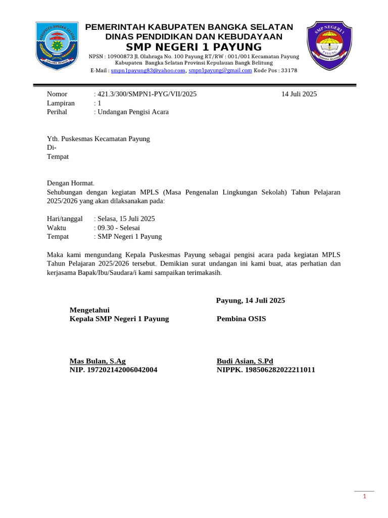 Surat Undangan Pengisi Acara | PDF