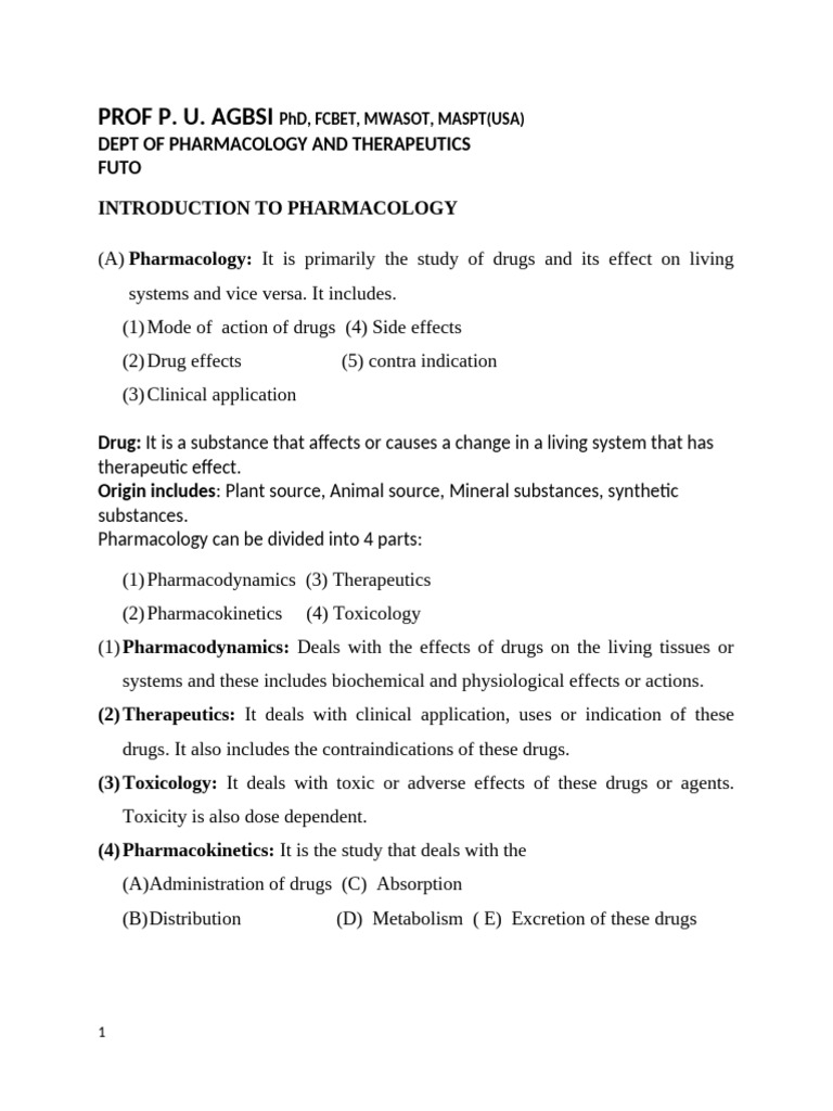 Introduction To Pharmacology 2 | PDF | Drug Metabolism | Topical Medication