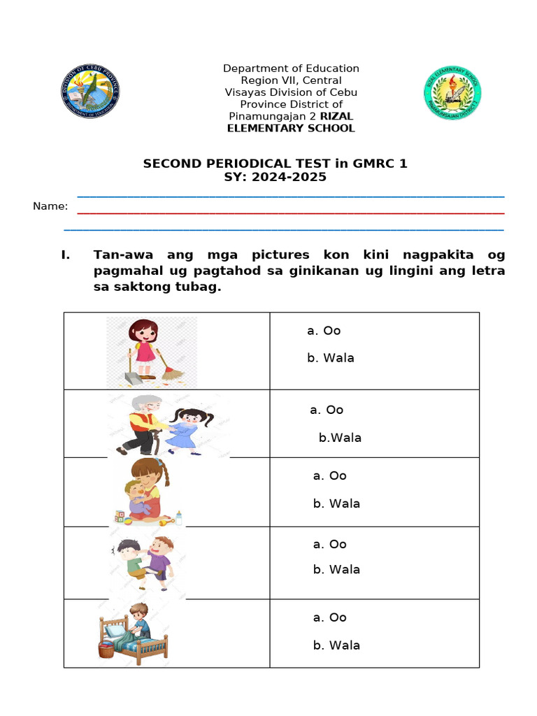 GMRC - 2ND Quarter Test | PDF