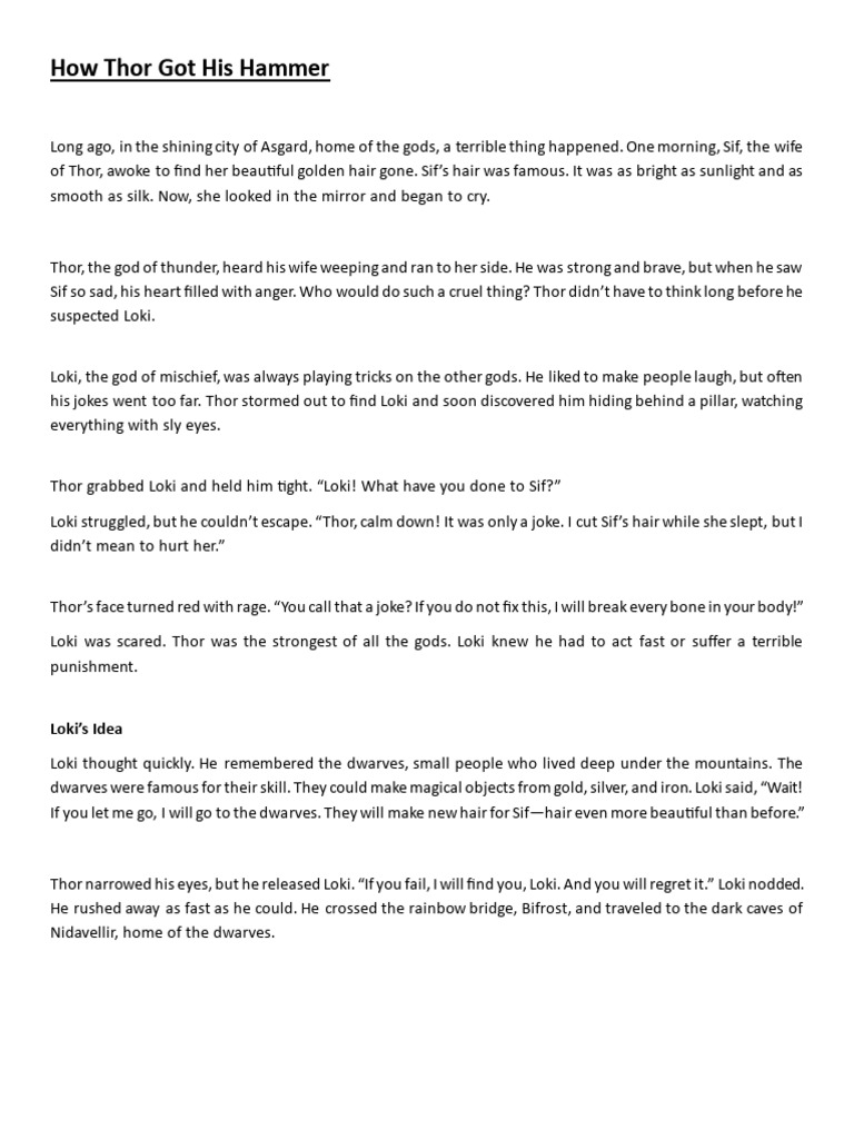 La Salle English 9th - How Thor Got His Hammer Summary - 2025 | PDF ...