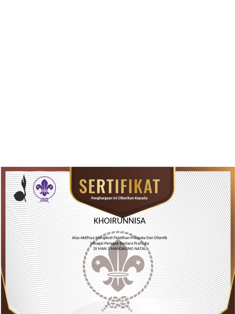 Desain Sertifikat Pramuka Gratis 2 Word Landscape | PDF