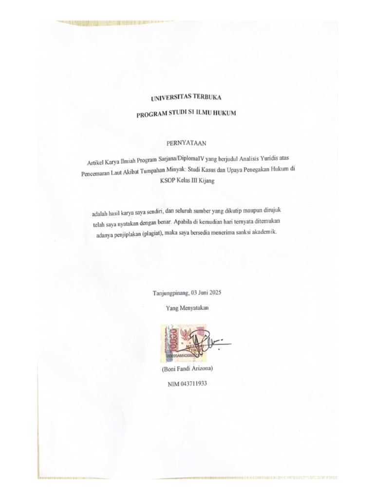 Lembar Bebas Plagiasi Boni Fandi | PDF