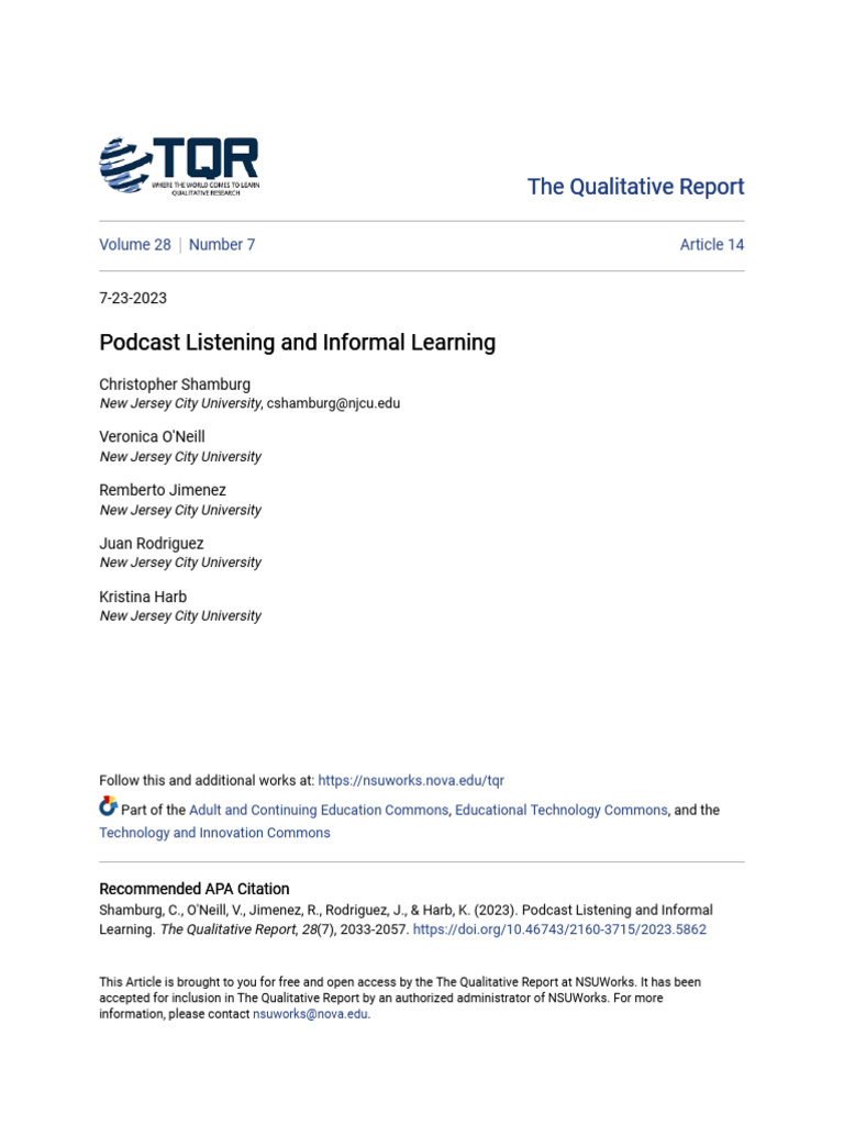 Podcast Listening and Informal Learning | PDF | Educational Technology ...