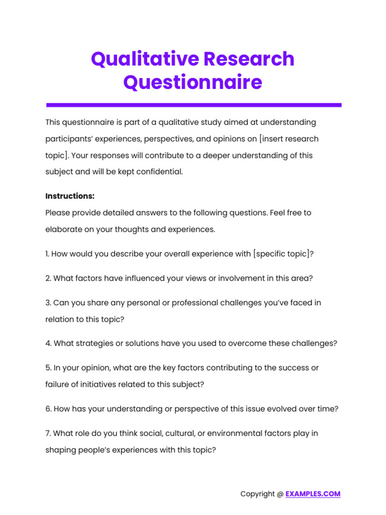 Qualitative Research Questionnaire | PDF
