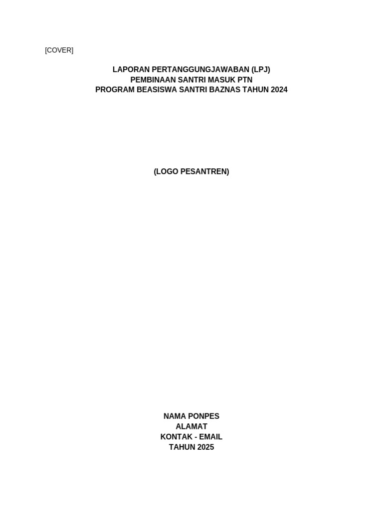 Format Laporan Pertanggungjawaban (LPJ) - 2024 | PDF