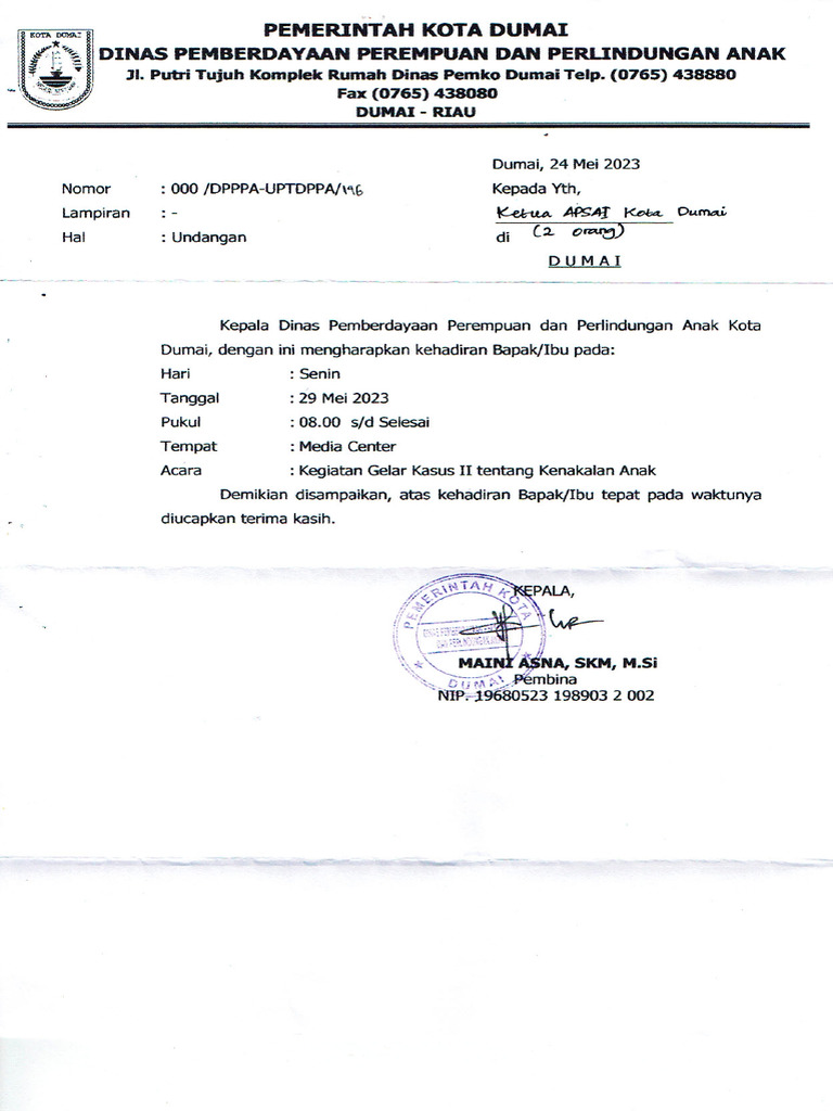 Undangan Untuk Ketua Apsai | PDF