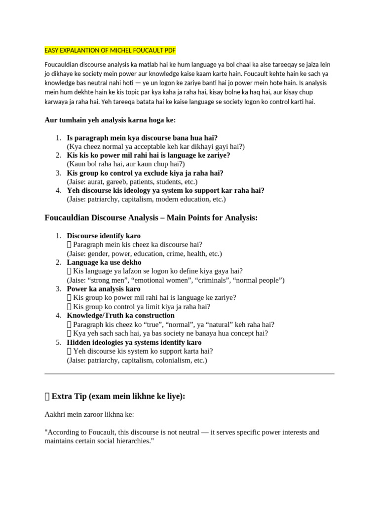 Foucault's Discourse Analysis Explained | PDF | Discourse | Knowledge