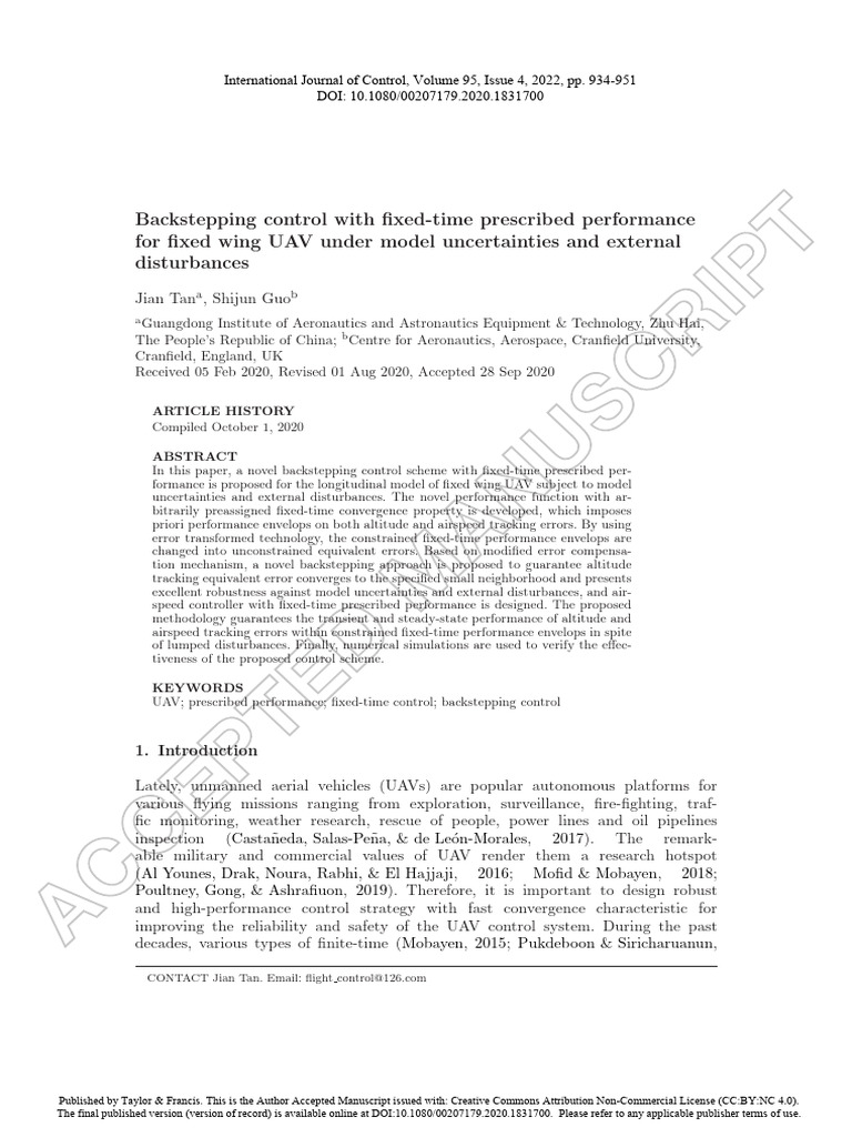 Backstepping Control With Fixed-Time Prescribed Performance For Fixed ...