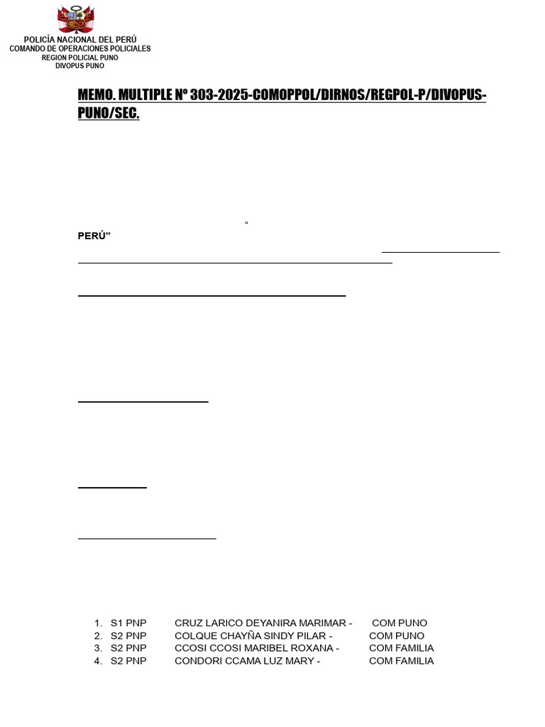 Memo Mult. Relacion de Ensayo General - para El 12jul2025 | PDF