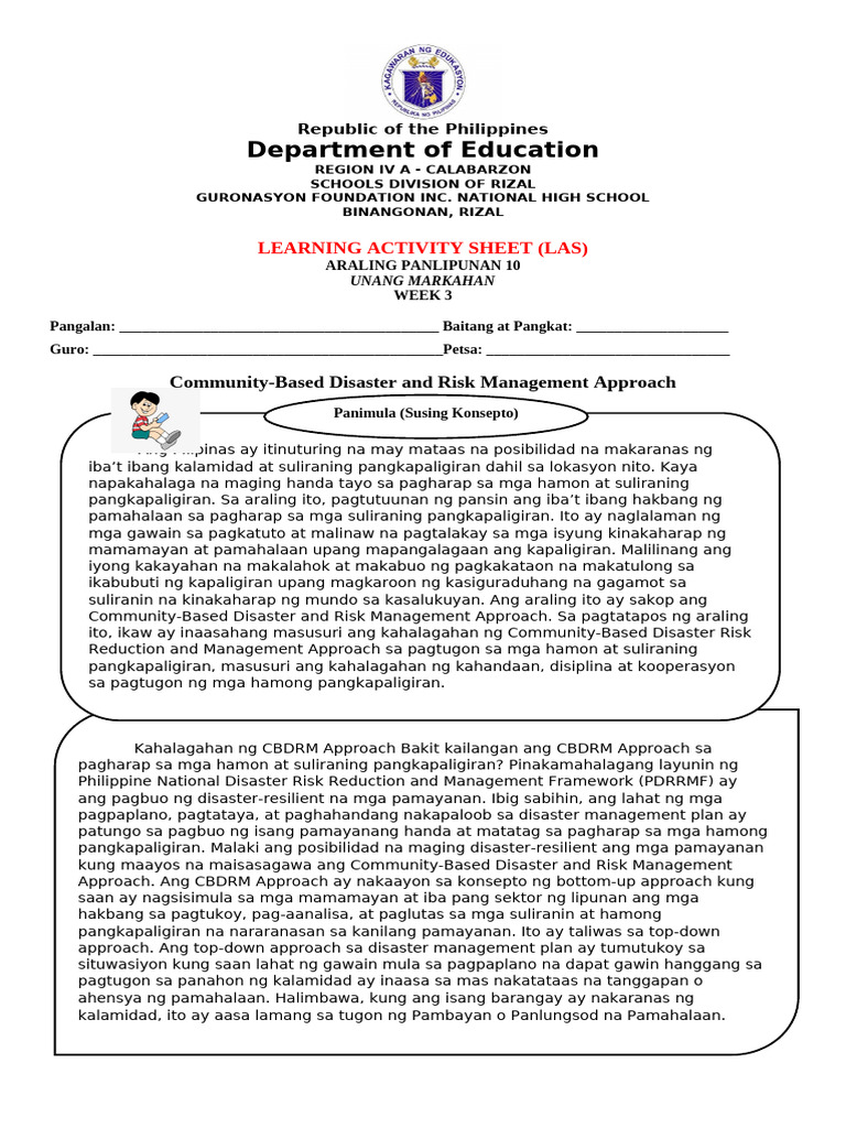 Department of Education: Learning Activity Sheet (Las) | PDF