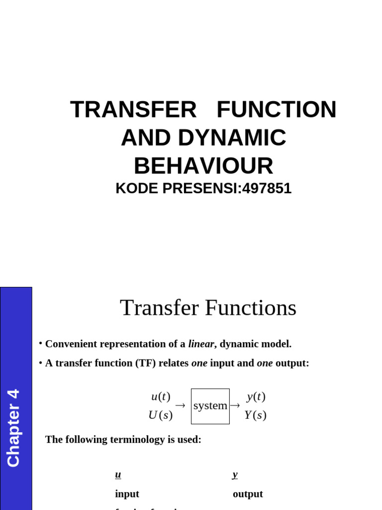 Process Dynamic Control 2021 Chapter4 5 | PDF | Damping | Mechanics