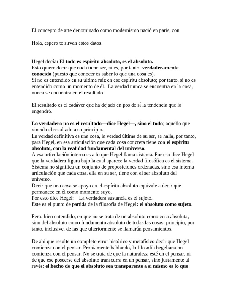 Absoluto | PDF | Georg Wilhelm Friedrich Hegel | Absoluta (Filosofía)