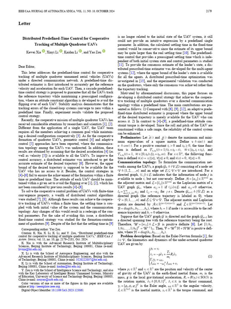 Letter: Distributed Predefined-Time Control For Cooperative Tracking of ...