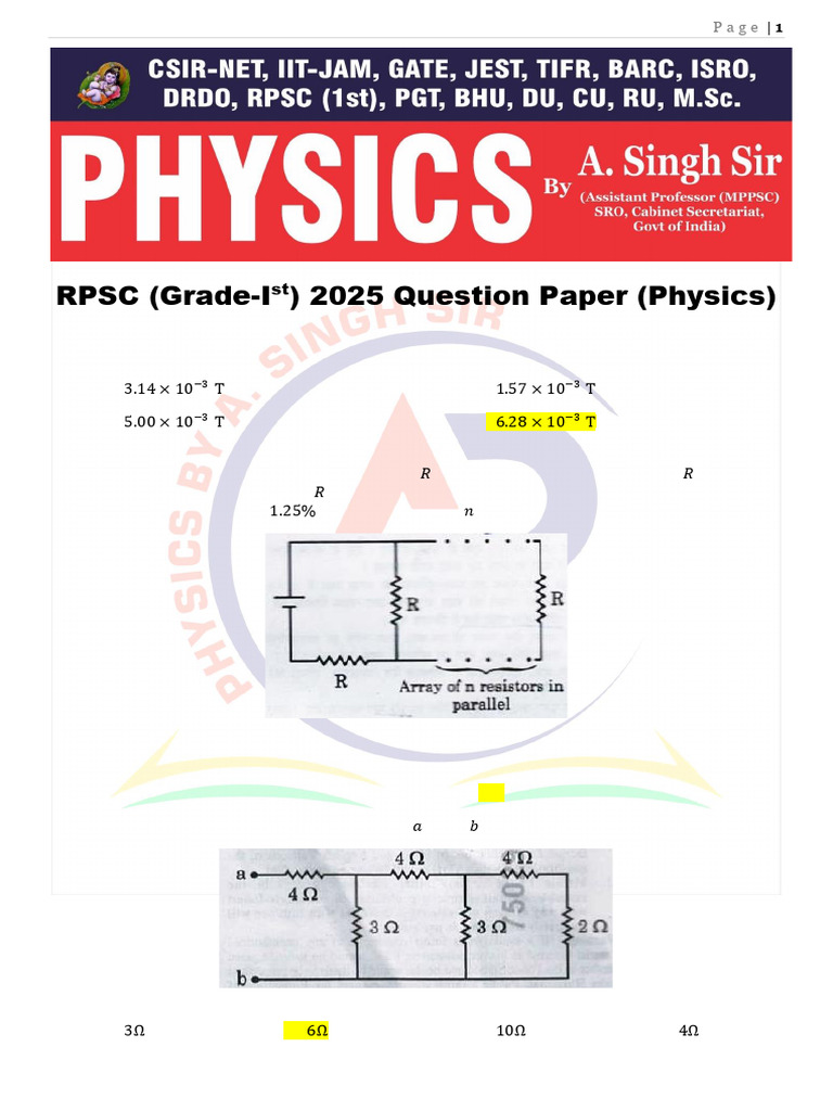 RPSC 2025 (Physics) Answer Key | PDF | Entropy | Gibbs Free Energy