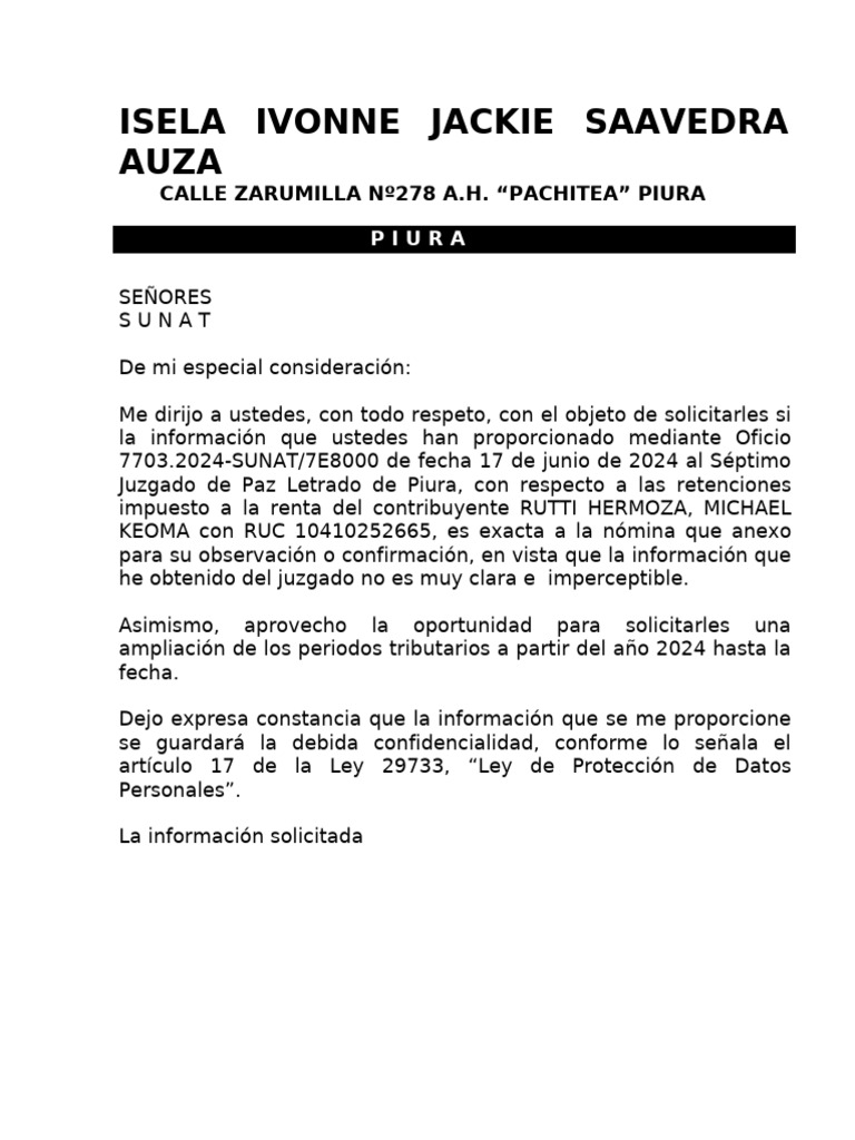 Isela Ivonne Jackie Saavedra Auza-Sunat | PDF