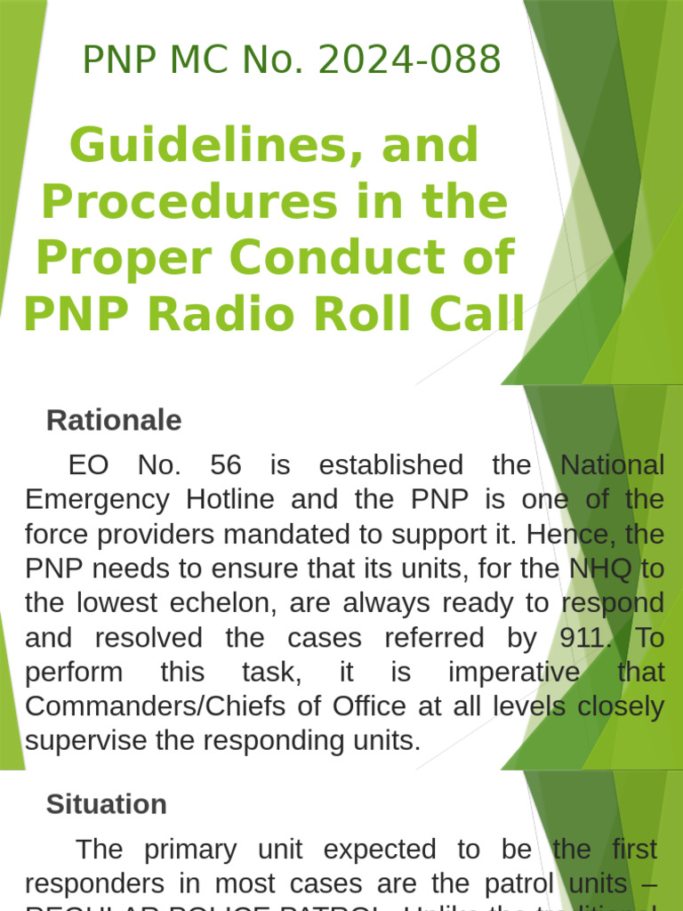 PNP Radio Roll Call Guidelines 2024 | PDF