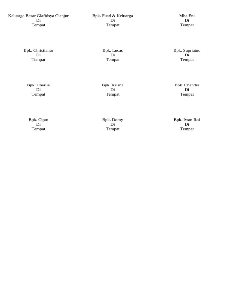 Format Label Undangan 103 3x4 | PDF