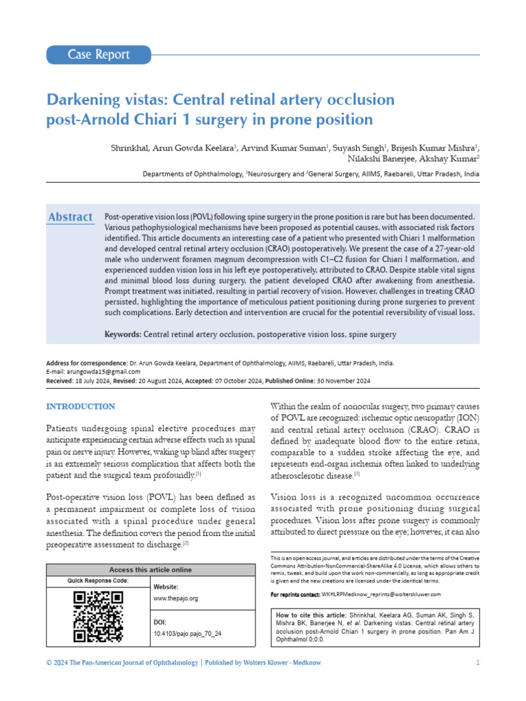 Darkening Vistas Central Retinal Artery Occlusion.2 | PDF | Embolism ...