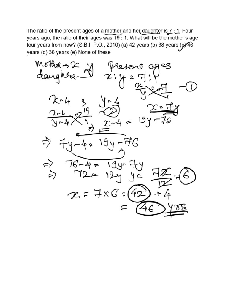 Age Ratio Problems and Solutions | PDF