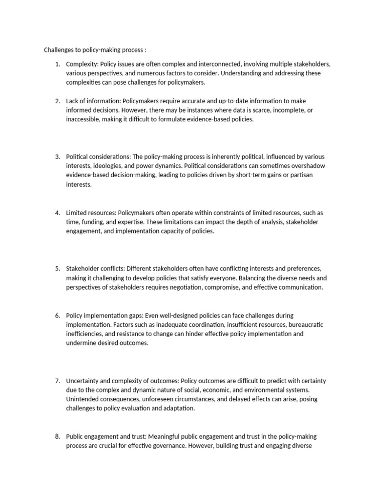 Challenges in Policy-Making Process | PDF | Policy | Sustainability