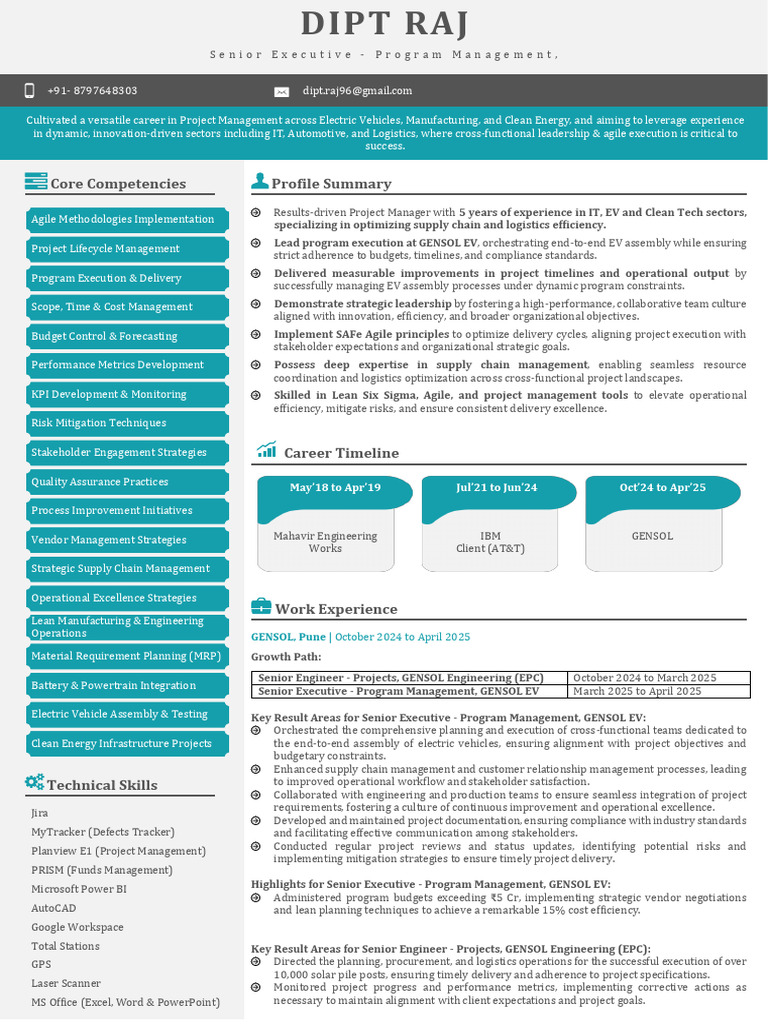 Dipt Raj Resume 07092025 | PDF | Project Management | Agile Software Development