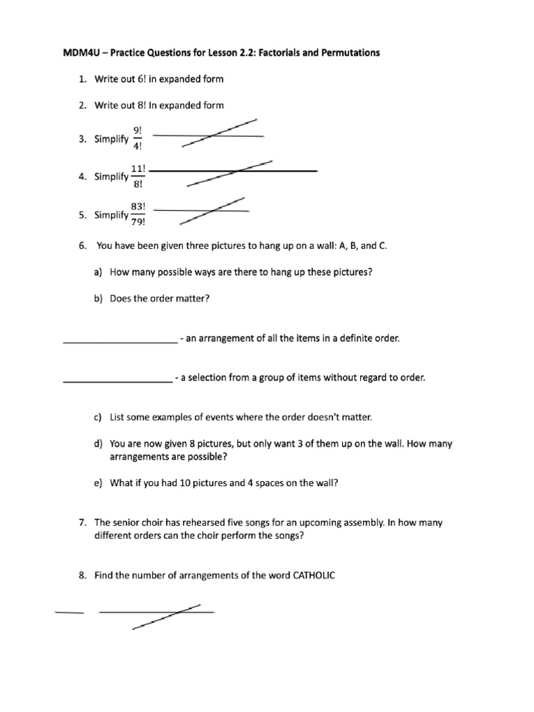 2.2 Assignment - Factorials and Permutations | PDF | Chess Theory | Chess