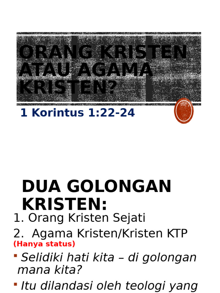 Kriteria Orang Kristen Sejati vs KTP | PDF