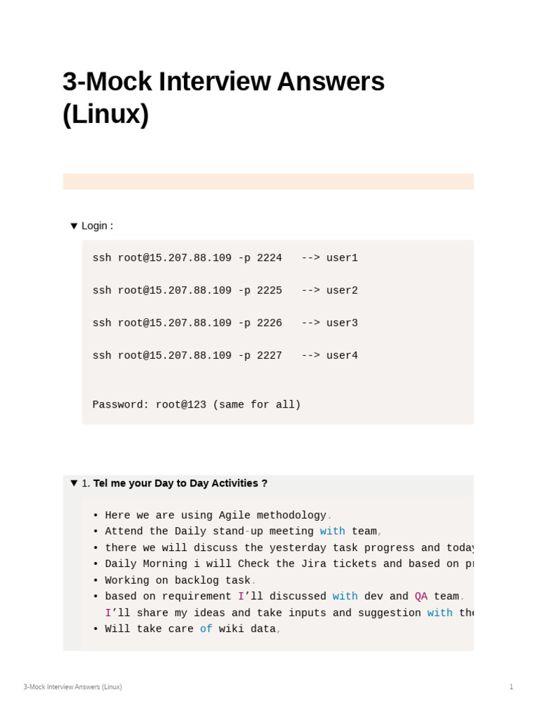3-Mock Interview Answers (Linux) | PDF | Software Engineering ...