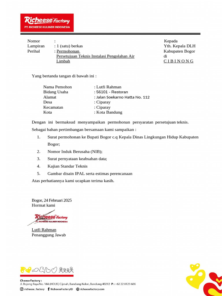 Surat Permohonan Pertek | PDF