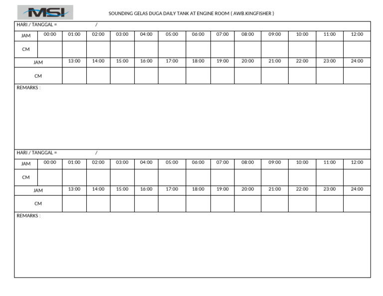 Daily Gelas Duga Tank Sounding Report | PDF