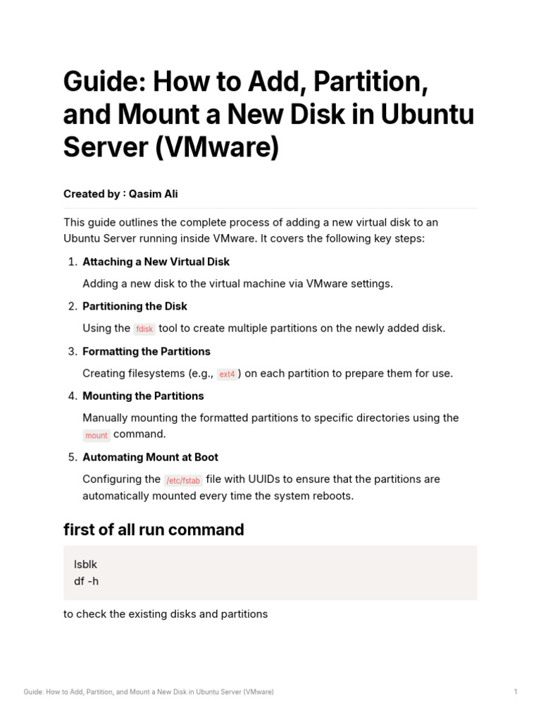 Guide To Partitioning and Mounting Disks in Ubuntu-3 | PDF | Booting | Computer Architecture