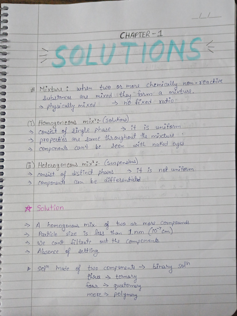 Class 12 Chemistry Chapter 1 and 2 Handmade Notes | PDF