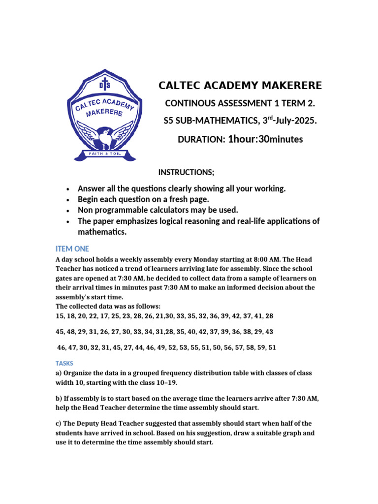 S5 Sub-Mathematics Assessment Guide | PDF